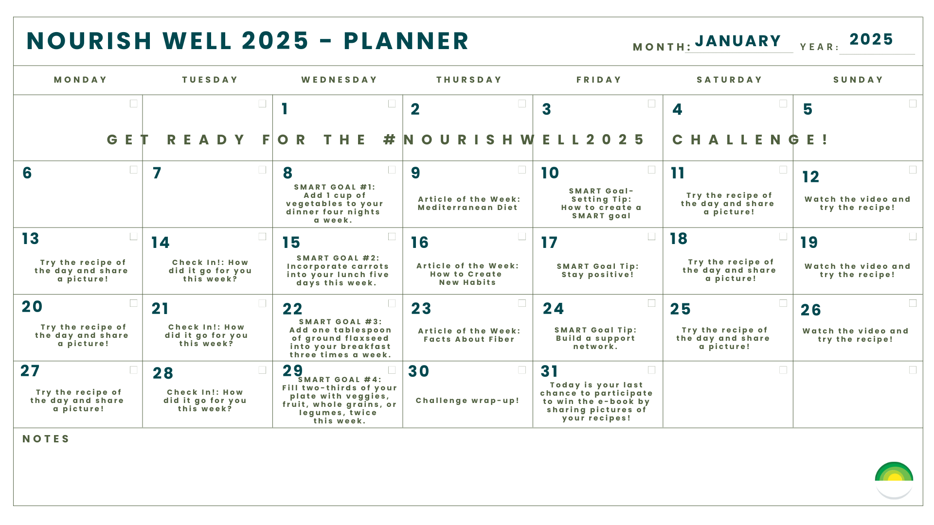 #NourishWell2025 - Calendar | Cook for Your Life